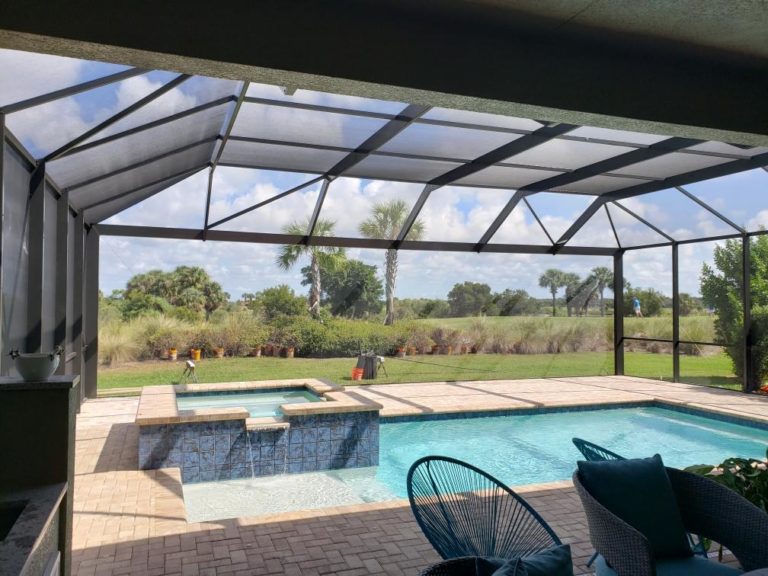 Cement Pavers Pool Cage Build Project in Sarasot FL